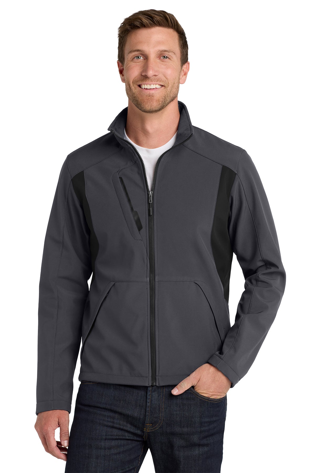 Management - Port Authority® Back-Block Soft Shell Jacket (J336-HERRS ...